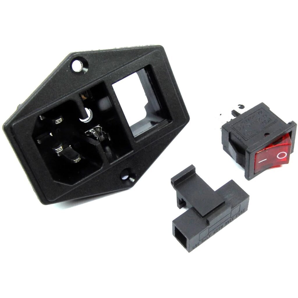 Panel Mount AC Power Connector With On/Off Switch and Fuse Compartment ...