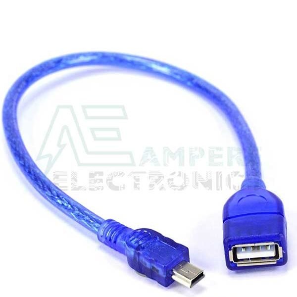 Male Mini USB to Female USB OTG Cable | Flux Electronix