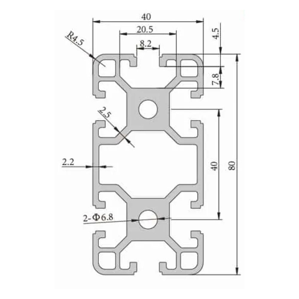 4080 T-Slot Aluminum Profile Extrusion (1M - Silver Anodized) | Flux ...