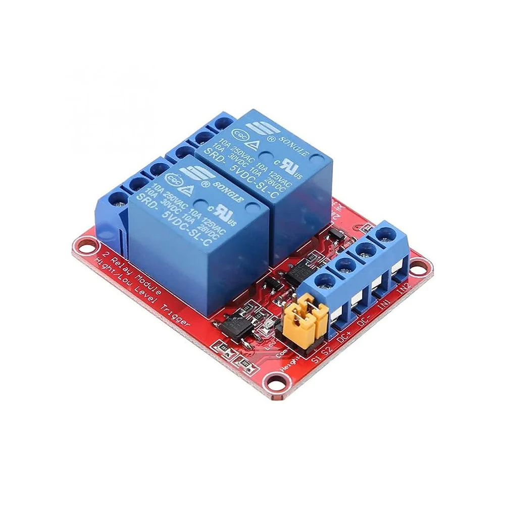 5Vdc Relay Module 2 Channel - H/L Trigger | Flux Electronix