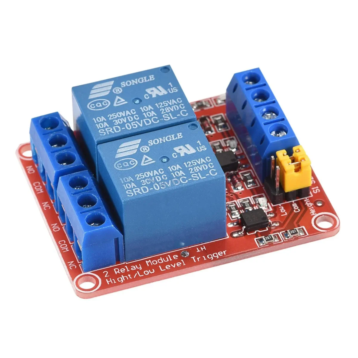 5Vdc Relay Module 2 Channel - H/L Trigger | Flux Electronix