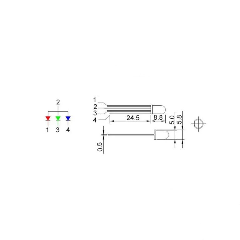 LED RGB Cathode 4-PIN (5mm) | Flux Electronix