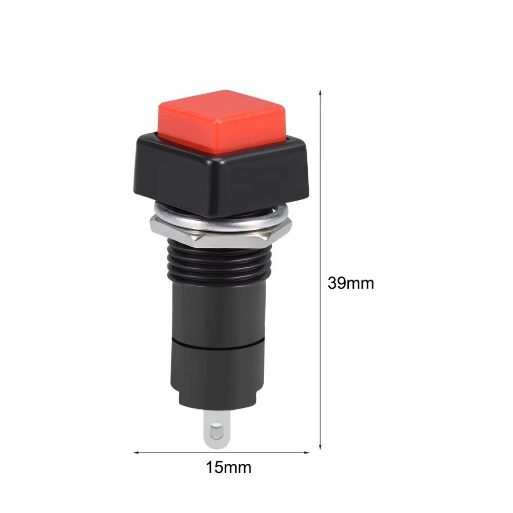 Push Button Square Red N.O - 12mm | Flux Electronix