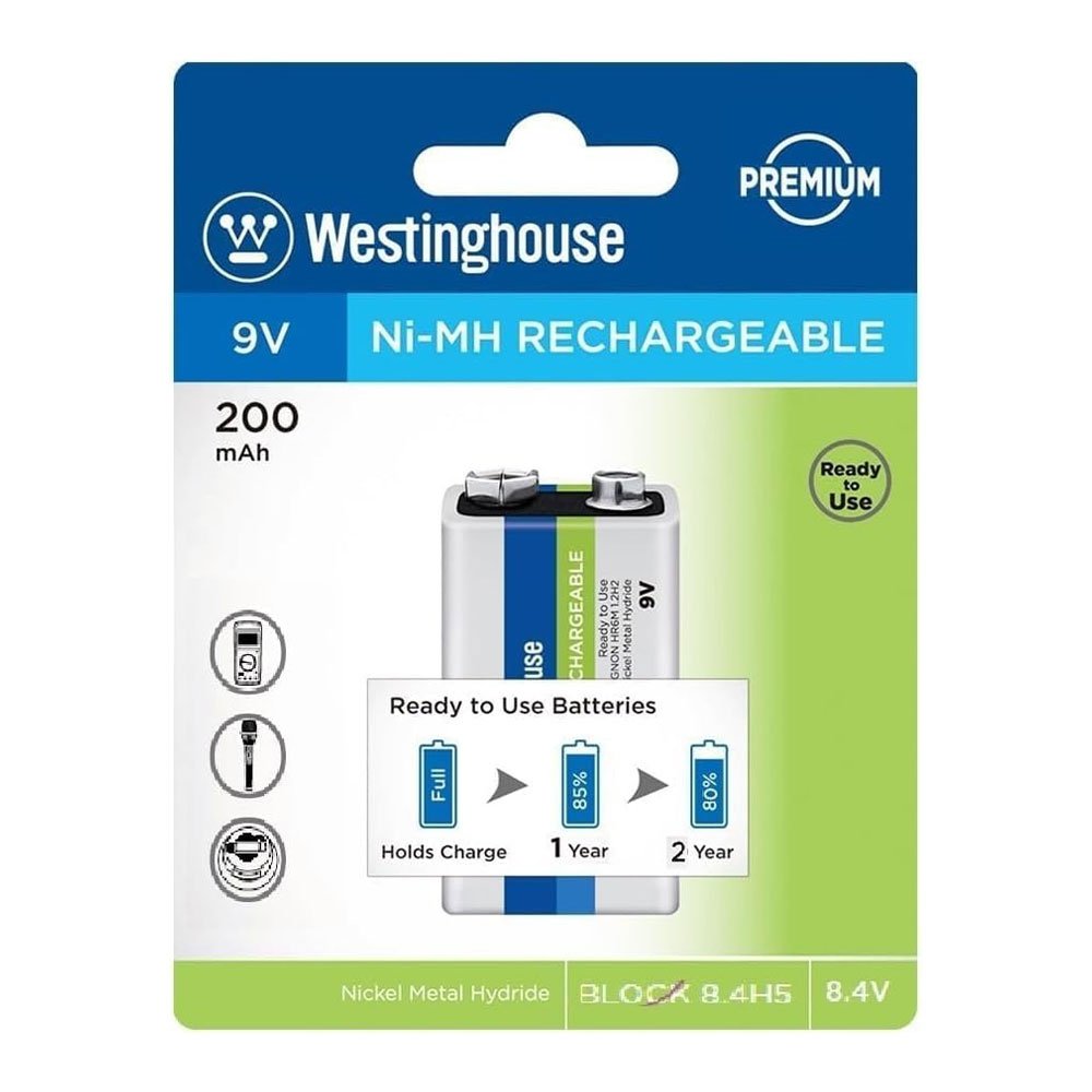 Rechargeable 9Vdc Battery 200mAh | Westinghouse | Flux Electronix