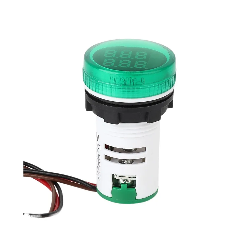 Round Voltage Current Indicator - 22mm - Green | Flux Electronix