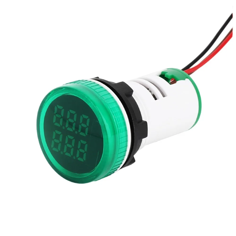 Round Voltage Current Indicator - 22mm - Green | Flux Electronix