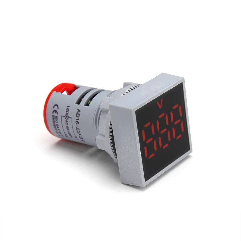 Square Voltage Indicator 20:500Vac - 22mm - Red | Flux Electronix