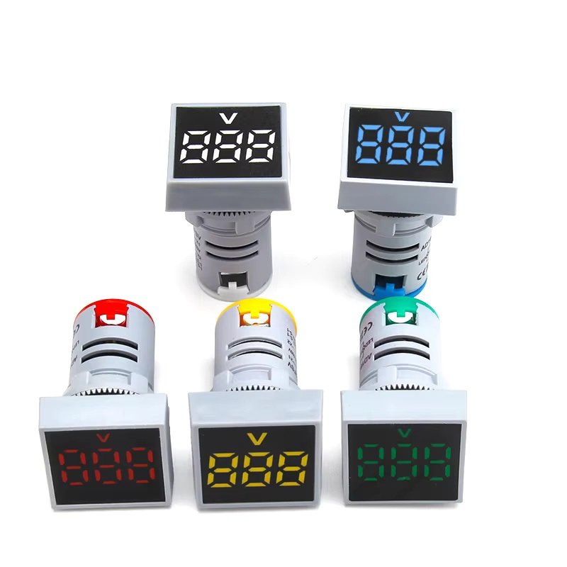 Square Voltage Indicator 20:500Vac - 22mm - Green | Flux Electronix