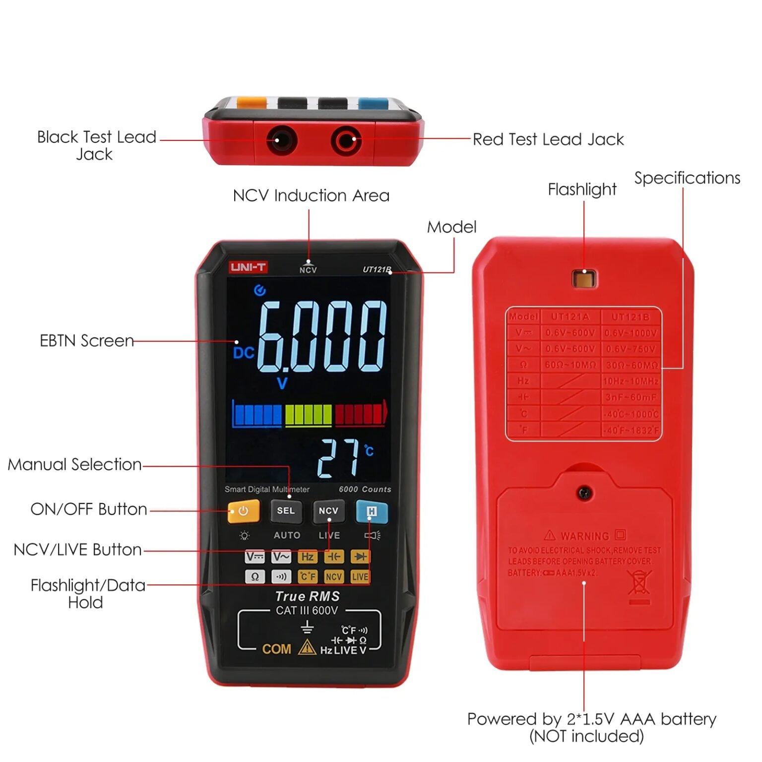 UT121B Smart Digital Multimeter | UNI-T | Flux Electronix