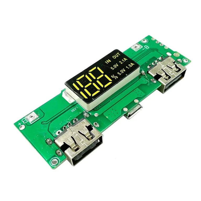 Dual USB Power Bank Module With Display 5Vdc, 2.1A, 1A | Flux Electronix