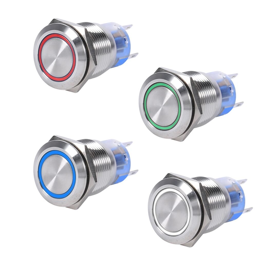 Metal Push Button 12mm 12:24v Self Locking RED light | Flux Electronix