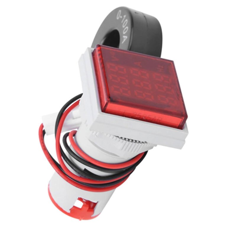 Square Voltmeter Current Frequency Indicator - 22mm - Red | Flux Electronix